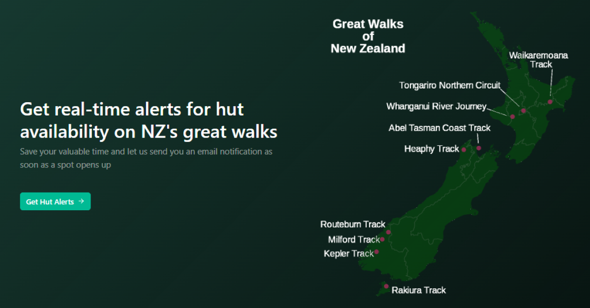 Set Up A NZ Great Walk Hut Availability Alert